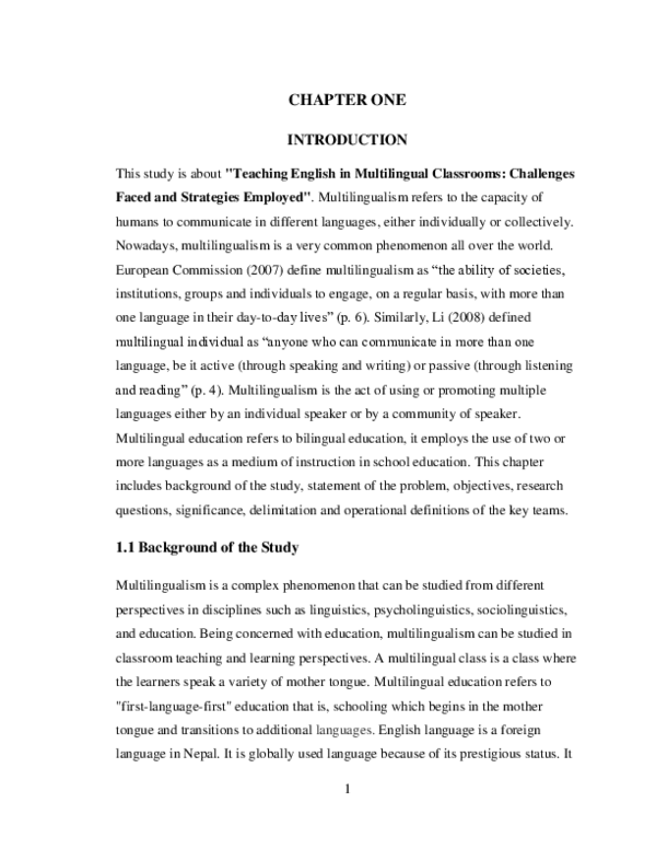 (PDF) Teaching English in Multilingual Classrooms: Challenges Faced and Strategies Employed