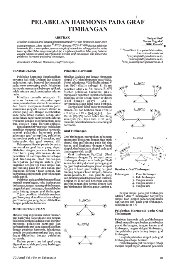 (PDF) Pelabelan Harmonis Pada Graf Timbangan