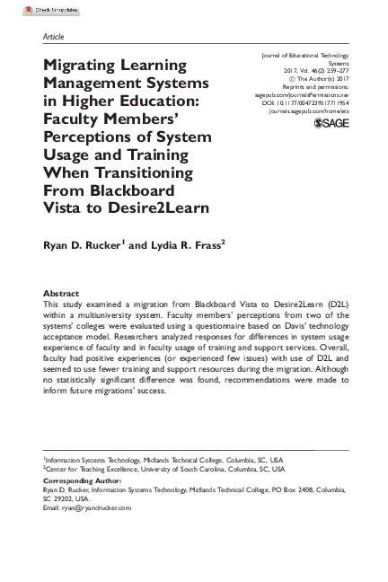 (PDF) Migrating Learning Management Systems in Higher Education: Faculty Members’ Perceptions of ...