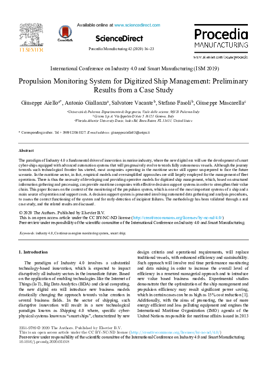 (PDF) Propulsion Monitoring System for Digitized Ship Management: Preliminary Results from a ...