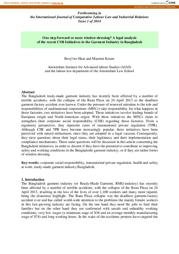 (PDF) One Step Forward or More Window-Dressing? A Legal Analysis of ...
