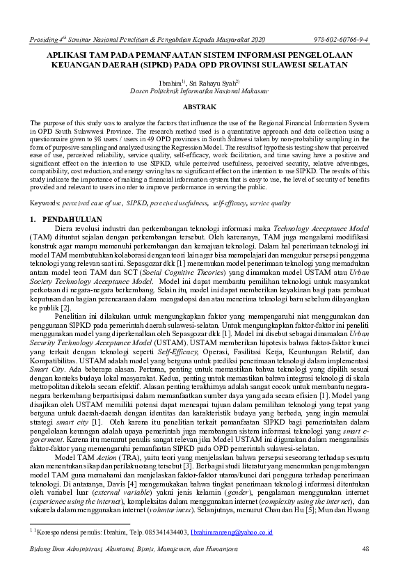 (PDF) Aplikasi Tam Pada Pemanfaatan Sistem Informasi Pengelolaan ...