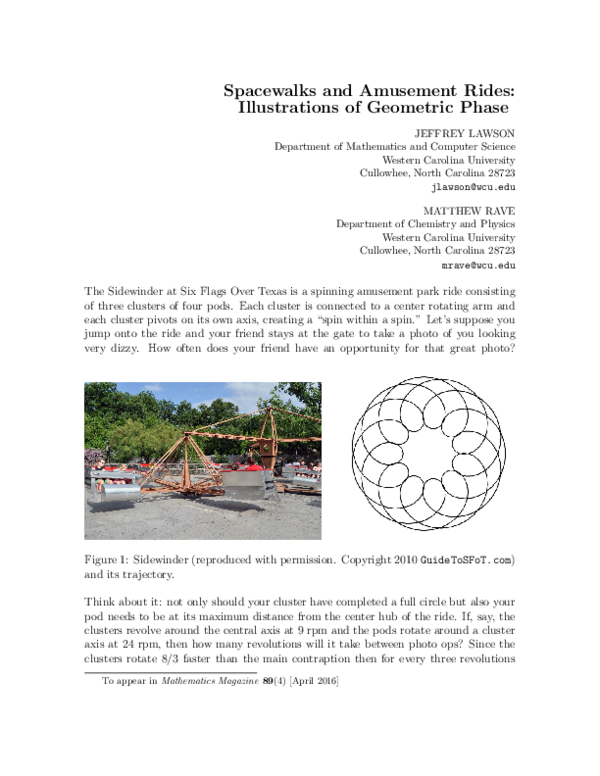 (PDF) Spacewalks and Amusement Rides: Illustrations of Geometric Phase ...