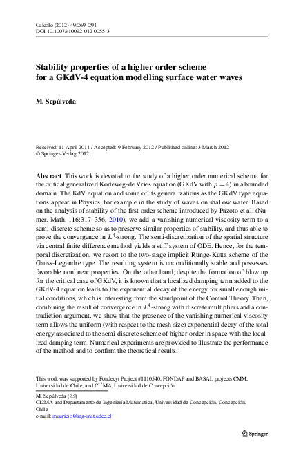 (PDF) Stability properties of a higher order scheme for a GKdV-4 ...