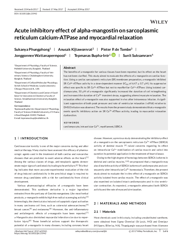 (PDF) Acute inhibitory effect of alpha-mangostin on sarcoplasmic ...