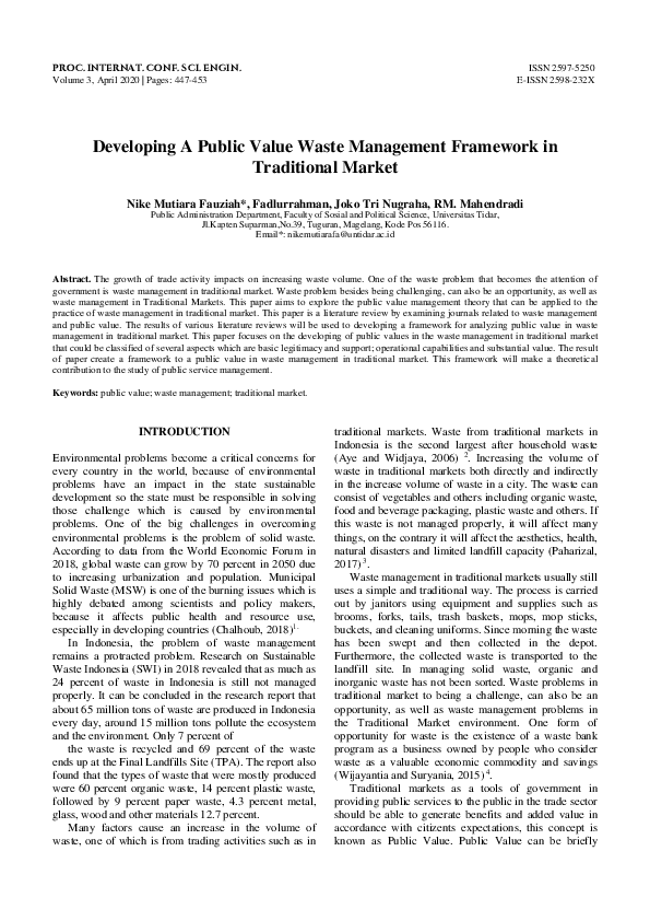 (PDF) Developing A Public Value Waste Management Framework in ...