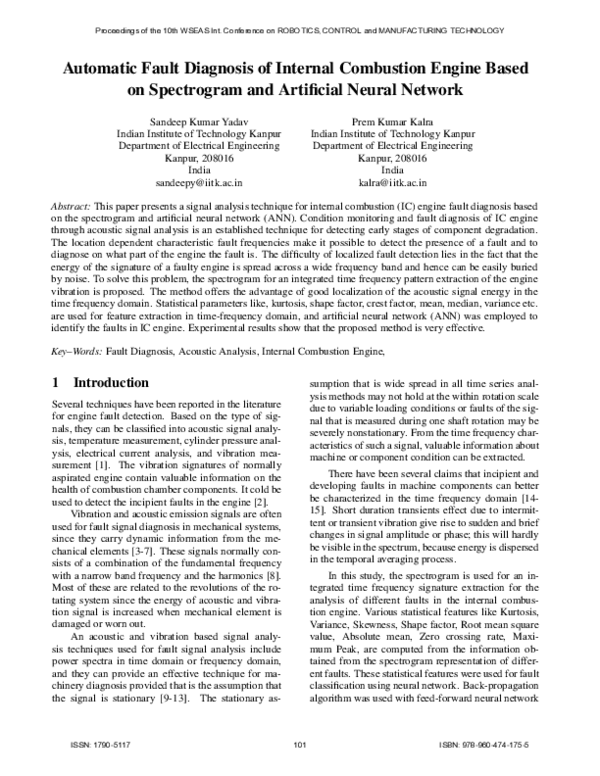 (PDF) Automatic Fault Diagnosis of Internal Combustion Engine Based on Spectrogram and ...