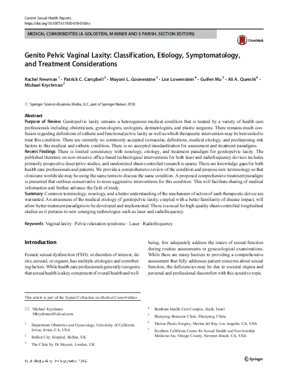 (PDF) Genito Pelvic Vaginal Laxity: Classification, Etiology ...