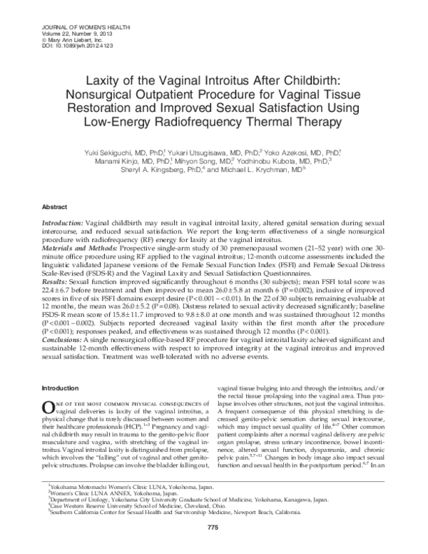 (PDF) Laxity of the Vaginal Introitus After Childbirth: Nonsurgical ...