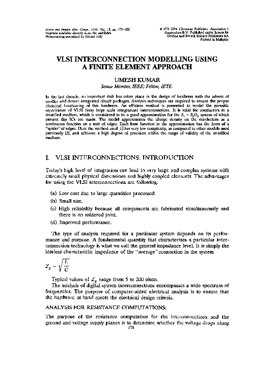 Pdf Vlsi Interconnection Modelling Using A Finite Element Approach 7773