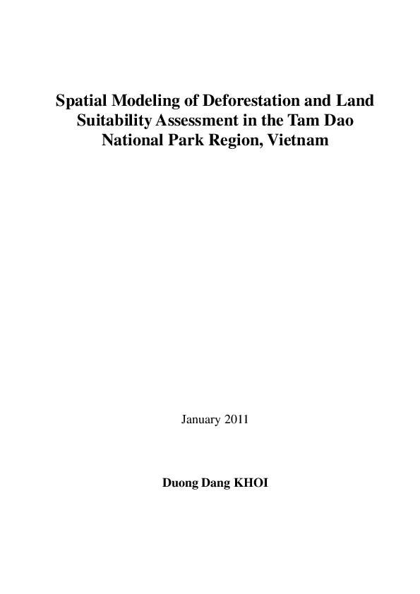 (PDF) Spatial modeling of deforestation and land suitability assessment in the Tam Dao National ...