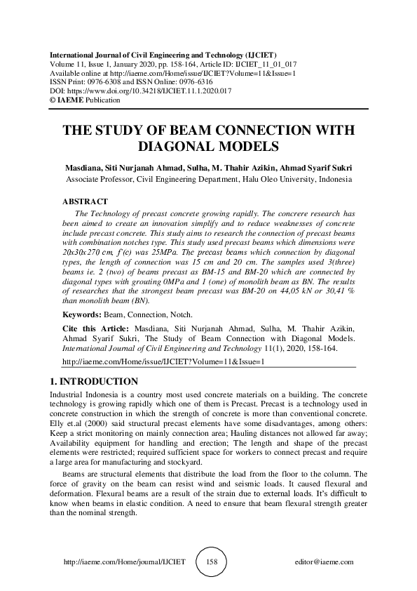 (PDF) The Study of Beam Connection with Diagonal Models