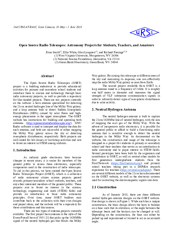 (PDF) Open Source Radio Telescopes: Astronomy Projects for Students ...