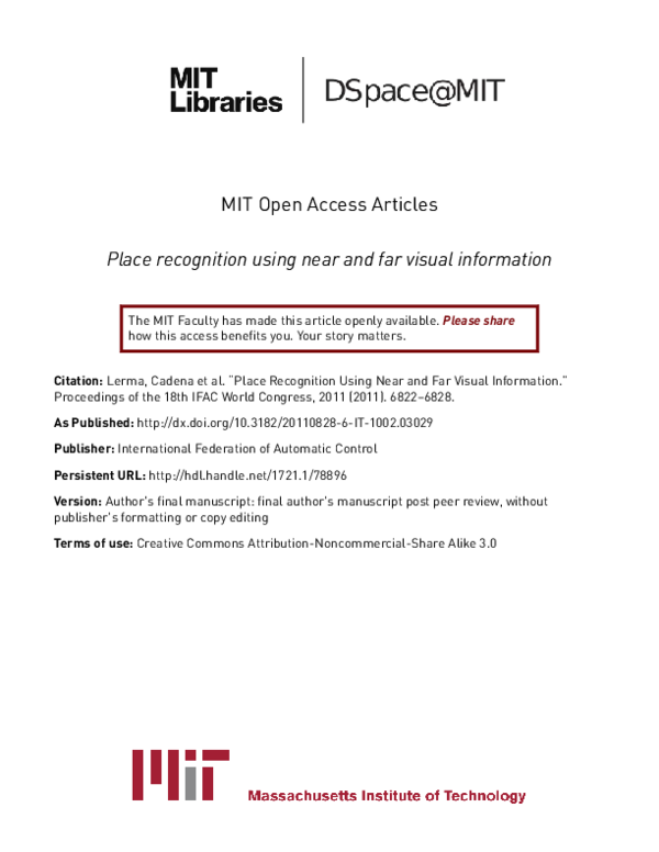 (PDF) Place Recognition Using Near and Far Visual Information