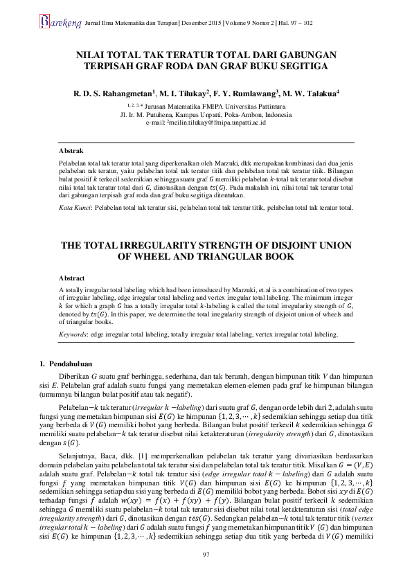 (PDF) Nilai Total Tak Teratur Total Dari Gabungan Terpisah Graf Roda ...
