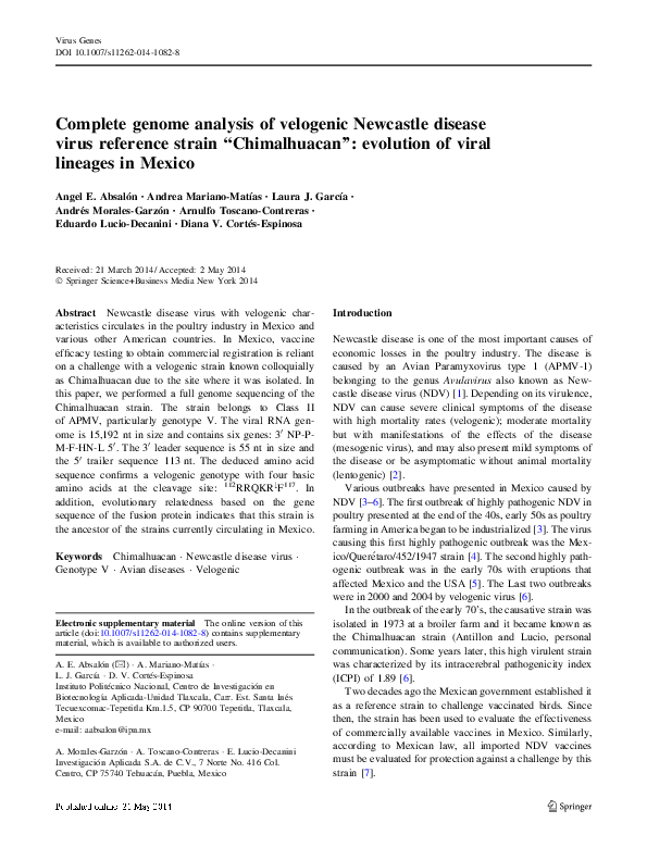(PDF) Complete genome analysis of velogenic Newcastle disease virus ...