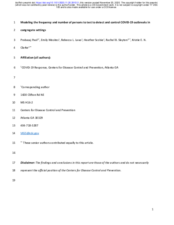 (PDF) Modeling the frequency and number of persons to test to detect ...