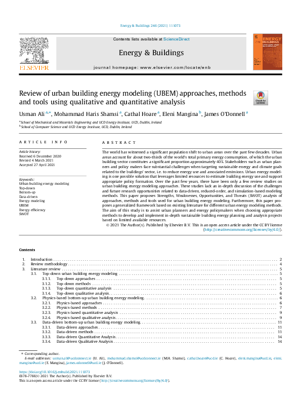 (PDF) SWOT Analysis of Urban Energy Modeling Methods