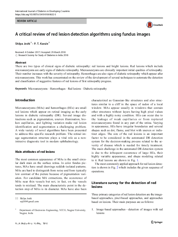 Pdf A Critical Review Of Red Lesion Detection Algorithms Using Fundus