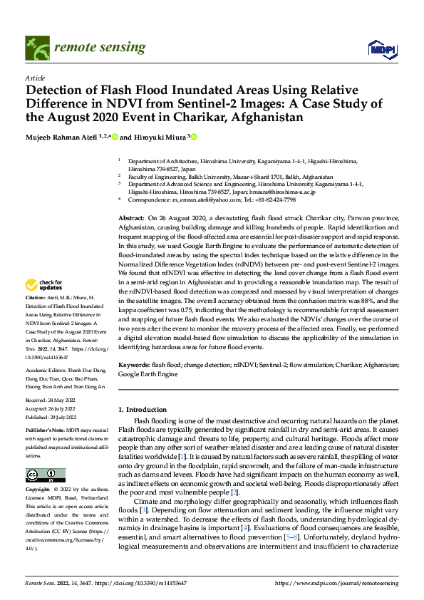 (PDF) Detection of Flash Flood Inundated Areas Using Relative Difference in NDVI from Sentinel-2 ...