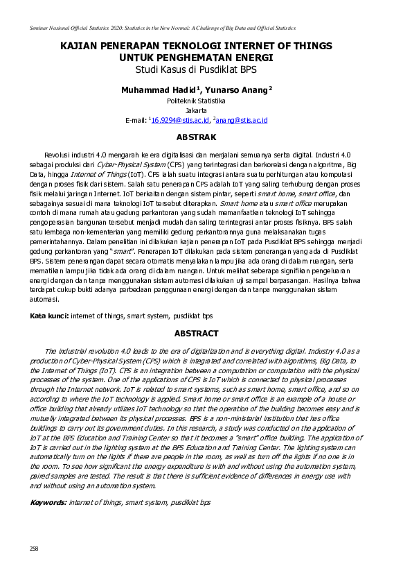 (PDF) Kajian Penerapan Teknologi Internet of Things Untuk Penghematan ...
