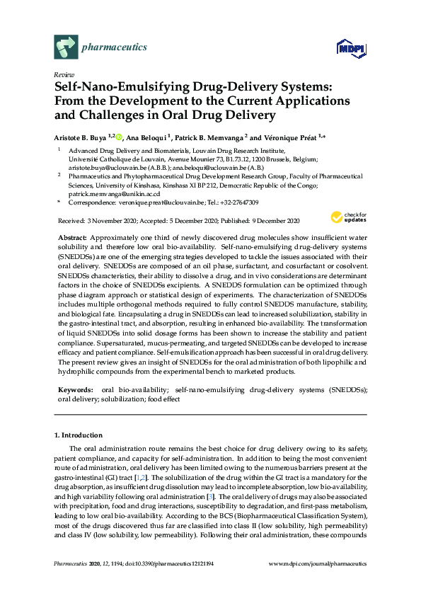 Pdf Advancements In Self Nano Emulsifying Systems