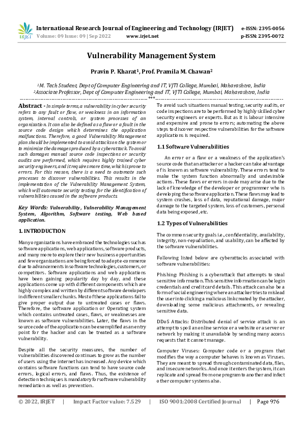 (PDF) Vulnerability Management System