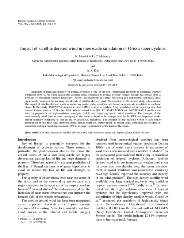 (PDF) Impact of satellite derived wind in mesoscale simulation of ...
