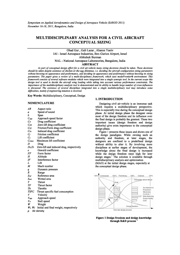 Pdf Multidisciplinary Analysis For A Civil Aircraft Conceptual Sizing