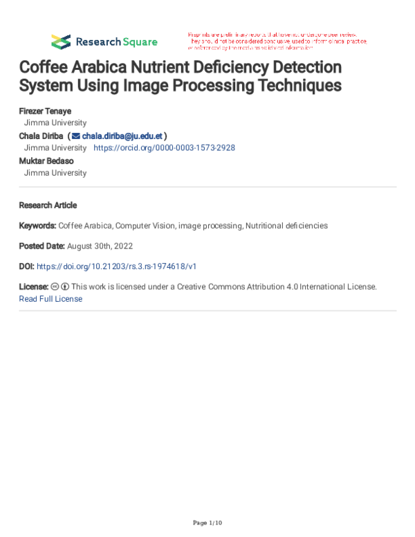 (PDF) Coffee Arabica Nutrient Deficiency Detection System Using Image Processing Techniques ...