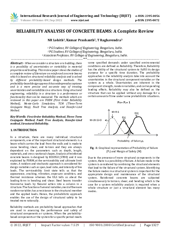 (PDF) RELIABILITY ANALYSIS OF CONCRETE BEAMS: A Complete Review