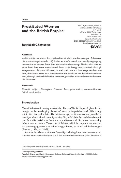 (PDF) Prostituted Women and the British Empire