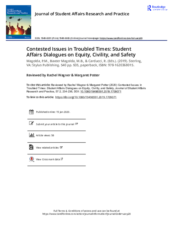 (PDF) Contested Issues in Troubled Times: Student Affairs Dialogues on ...