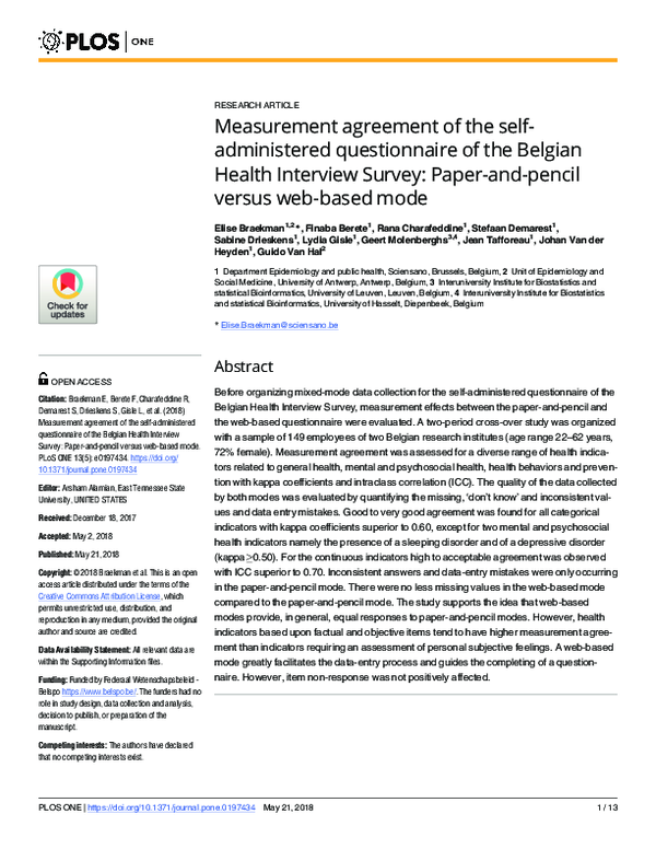 (PDF) Measurement agreement of the self-administered questionnaire of ...