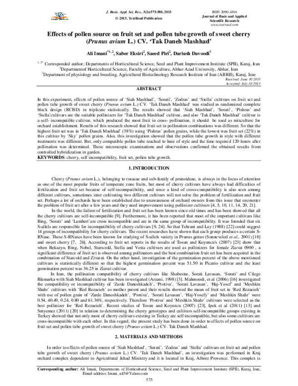 (PDF) Effects of pollen source on fruit set and pollen tube growth of ...
