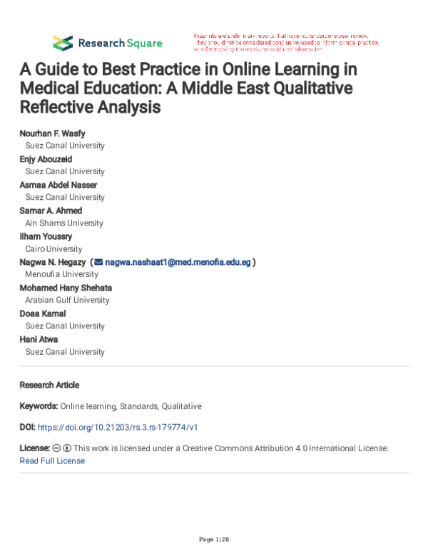 (PDF) A Guide to Best Practice in Online Learning in Medical Education ...