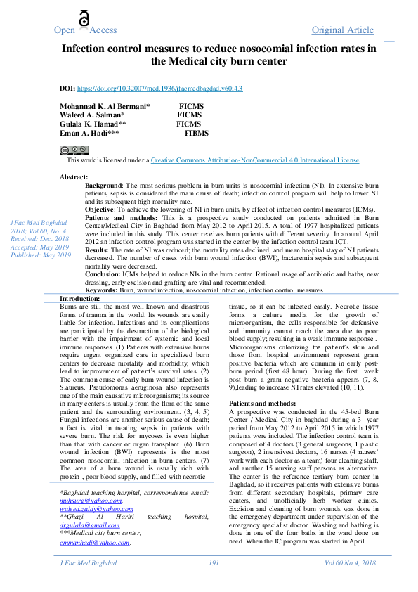 (PDF) Infection control measures to reduce hospital infection rates in ...