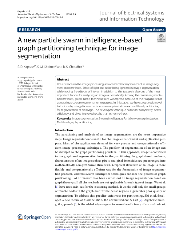 (PDF) A new particle swarm intelligence-based graph partitioning technique for image segmentation