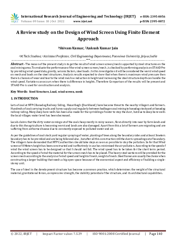 (PDF) A Review study on the Design of Wind Screen Using Finite Element ...