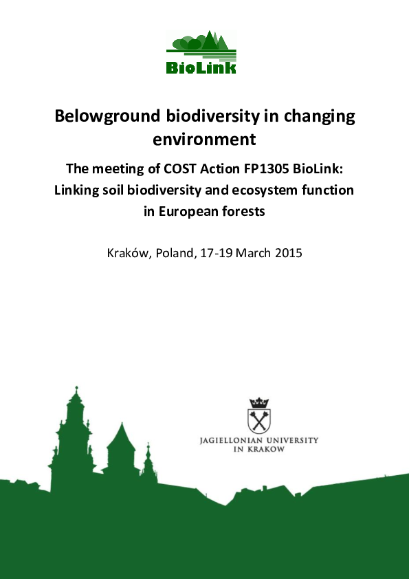 (PDF) Belowground biodiversity in changing environment The meeting of ...