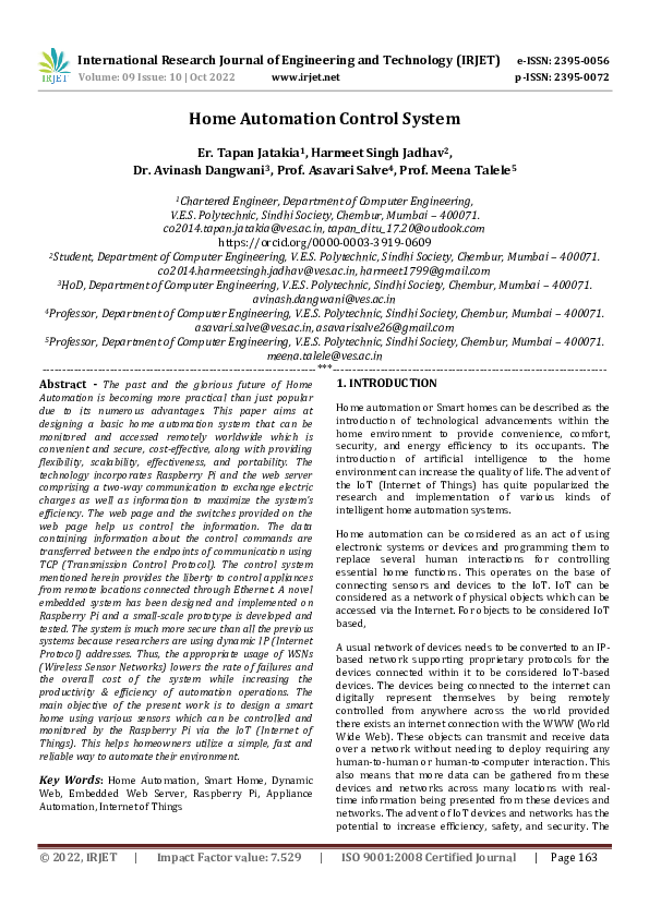 (PDF) Home Automation Control System