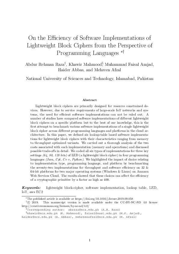(PDF) Benchmarking Lightweight Block Ciphers by Language
