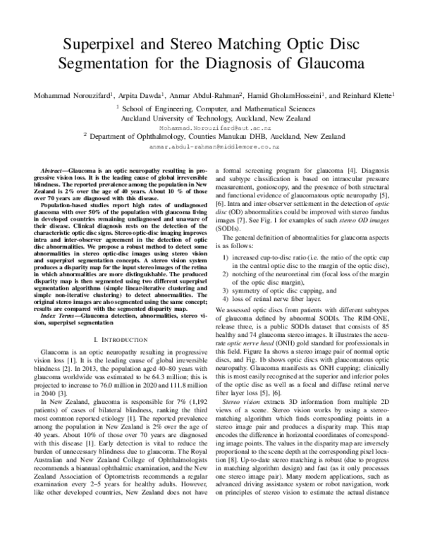 (PDF) Superpixel and Stereo Matching Optic Disc Segmentation for the ...