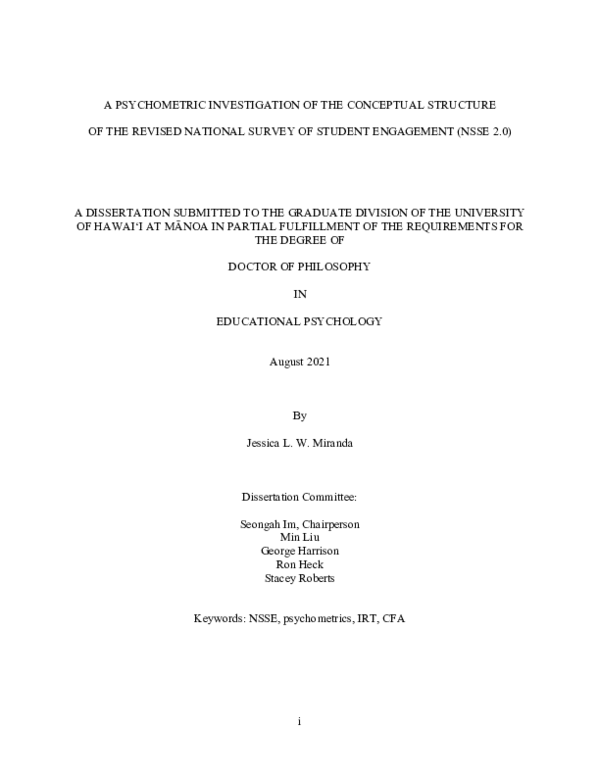 (PDF) A Psychometric Investigation of the Conceptual Structure of the ...