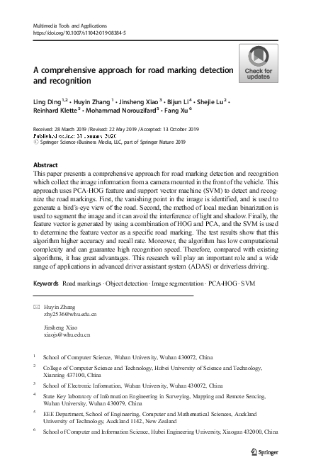 Pdf A Comprehensive Approach For Road Marking Detection And Recognition