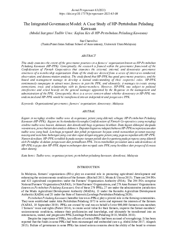 (PDF) The Integrated Governance Model: A Case Study of HP-Pertubuhan