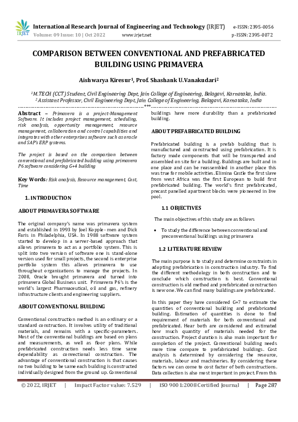 (PDF) COMPARISON BETWEEN CONVENTIONAL AND PREFABRICATED BUILDING USING ...
