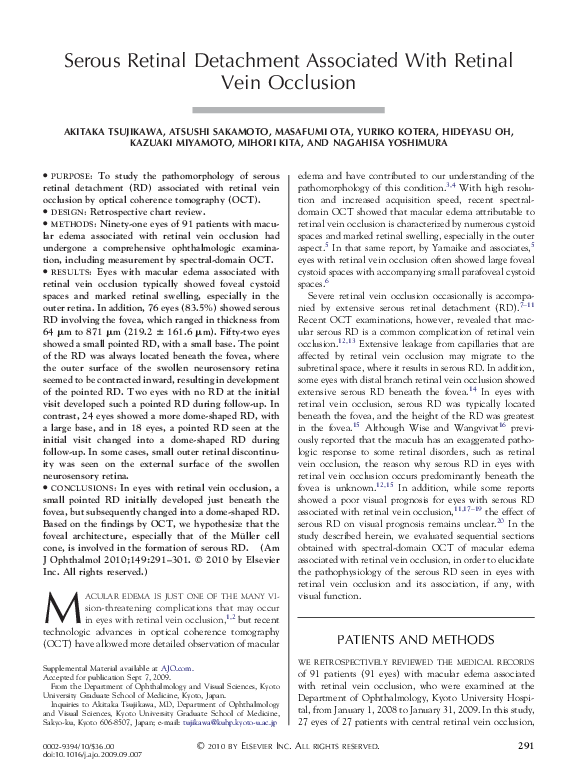 (PDF) Serous Retinal Detachment Associated With Retinal Vein Occlusion