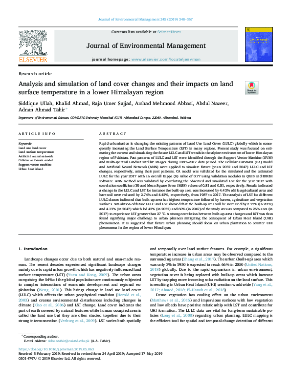 (PDF) Analysis and simulation of land cover changes and their impacts ...