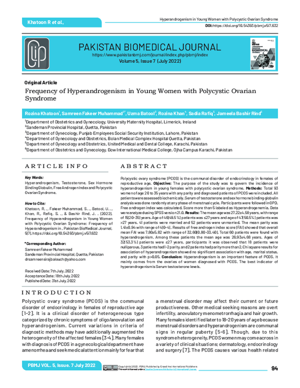 (PDF) Frequency of Hyperandrogenism in Young Women with Polycystic ...